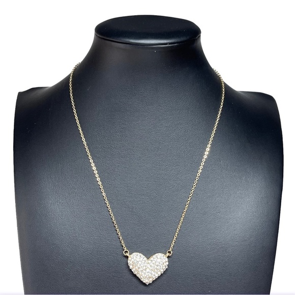 Unsigned | Jewelry | Crystal Encrusted Heart Golden Pendant Necklace ...